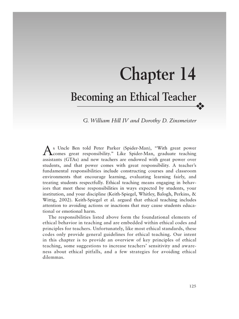 Becoming An Ethical Teacher Pdf Pdf Educational Assessment