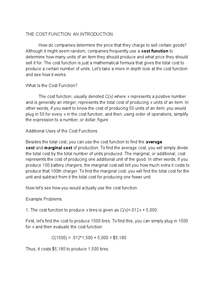 The Cost Function | PDF | Derivative | Maxima And Minima