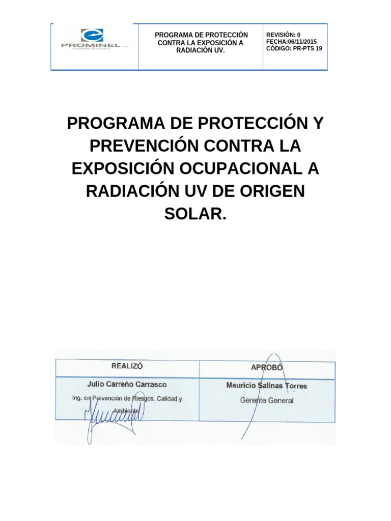 Programa de Exposicion A Radiacion Uv | PDF | Ultravioleta | Ozono