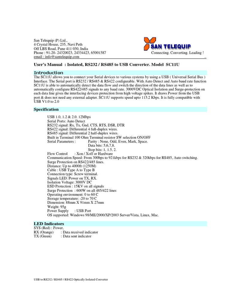 SC11U | PDF | Usb | Digital Electronics