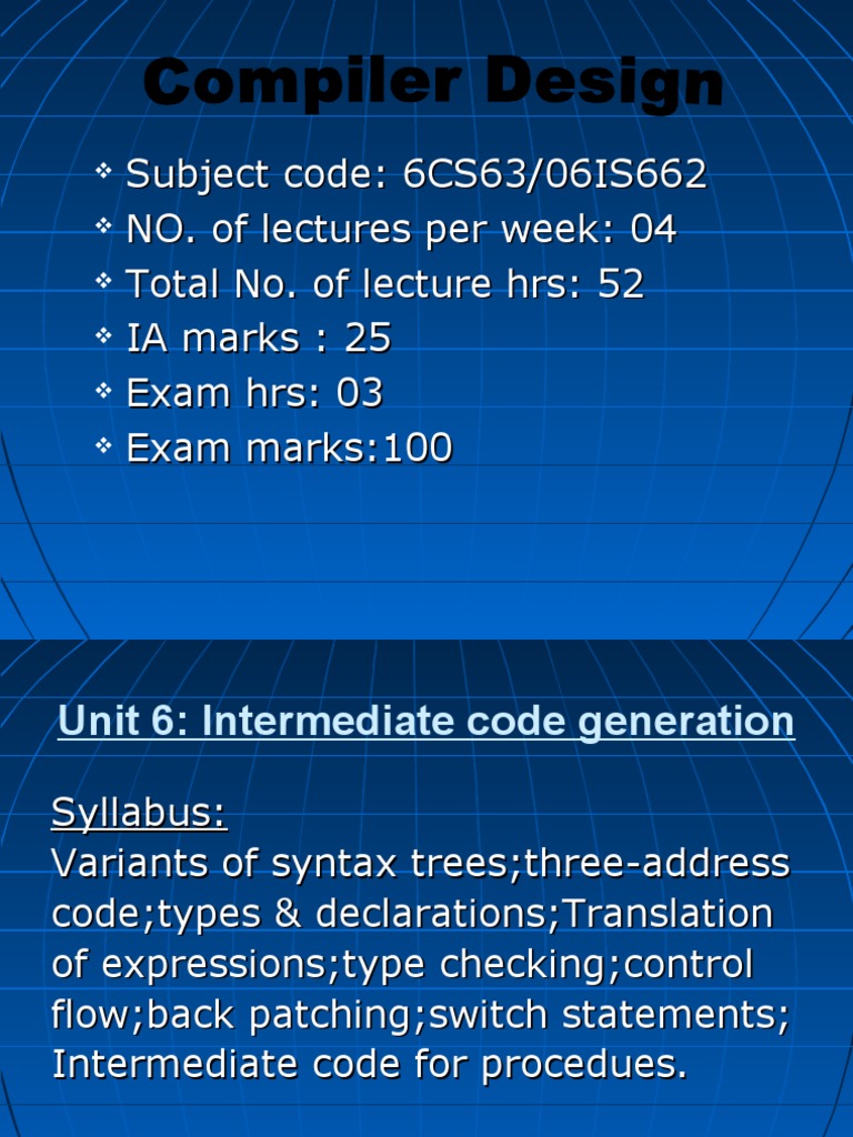 Subject Code: 6CS63/06IS662 NO. of Lectures Per Week: 04 Total No. of Lecture HRS: 52 IA Marks ...
