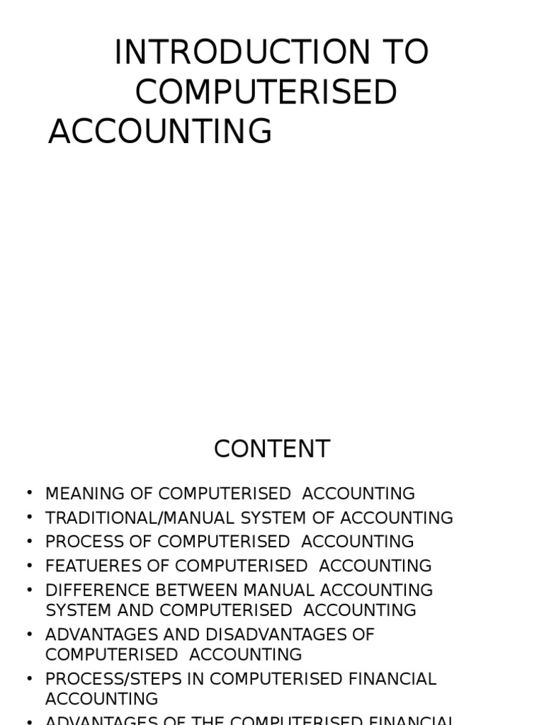 Introduction to Computerized Accounting | PDF | Accounting | Computing