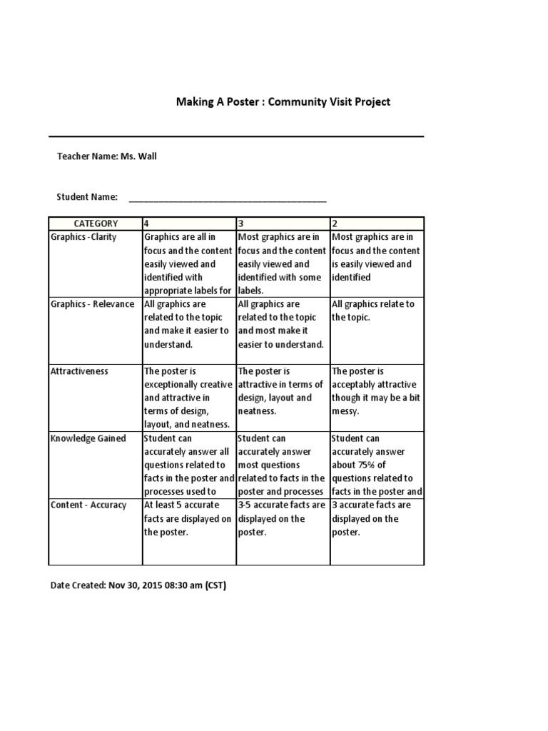 Community Project Rubric | PDF