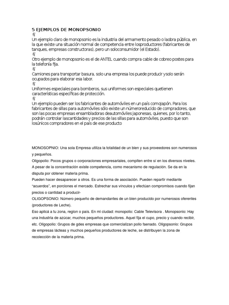 5 Ejemplos de Monopsonio | PDF | Negocios