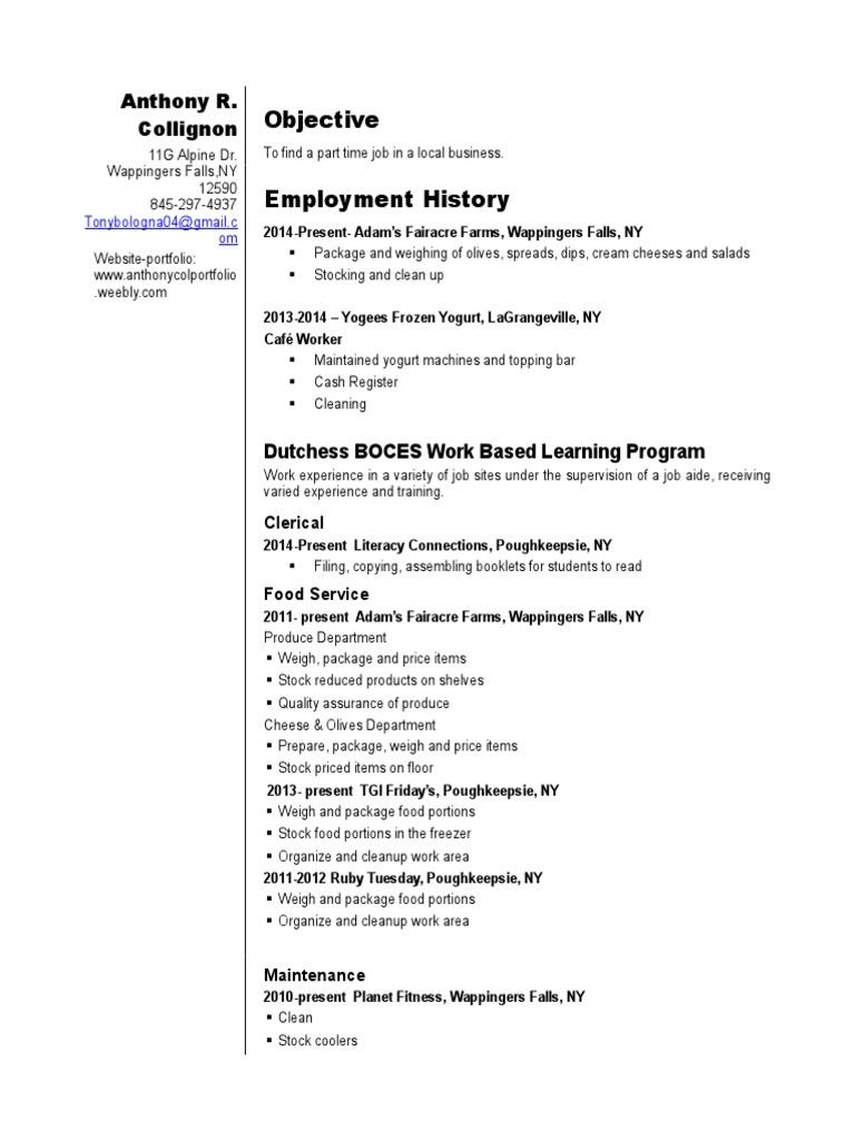 Anthony Collignon's Job Resume | PDF | Career & Growth | Business
