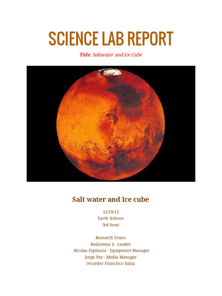 Saltwater's Effect on Ice Cube Melting | PDF