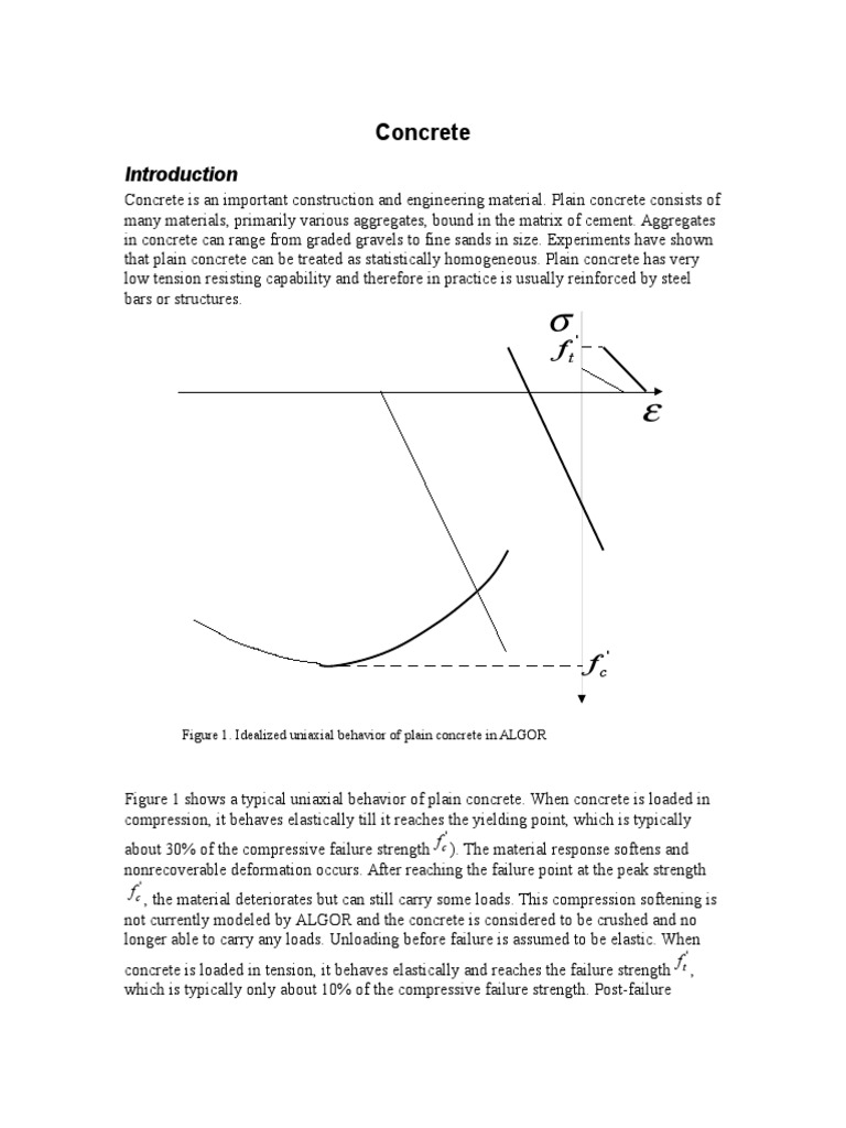 Concrete Behavior Modeling in ALGOR | PDF | Yield (Engineering) | Fracture