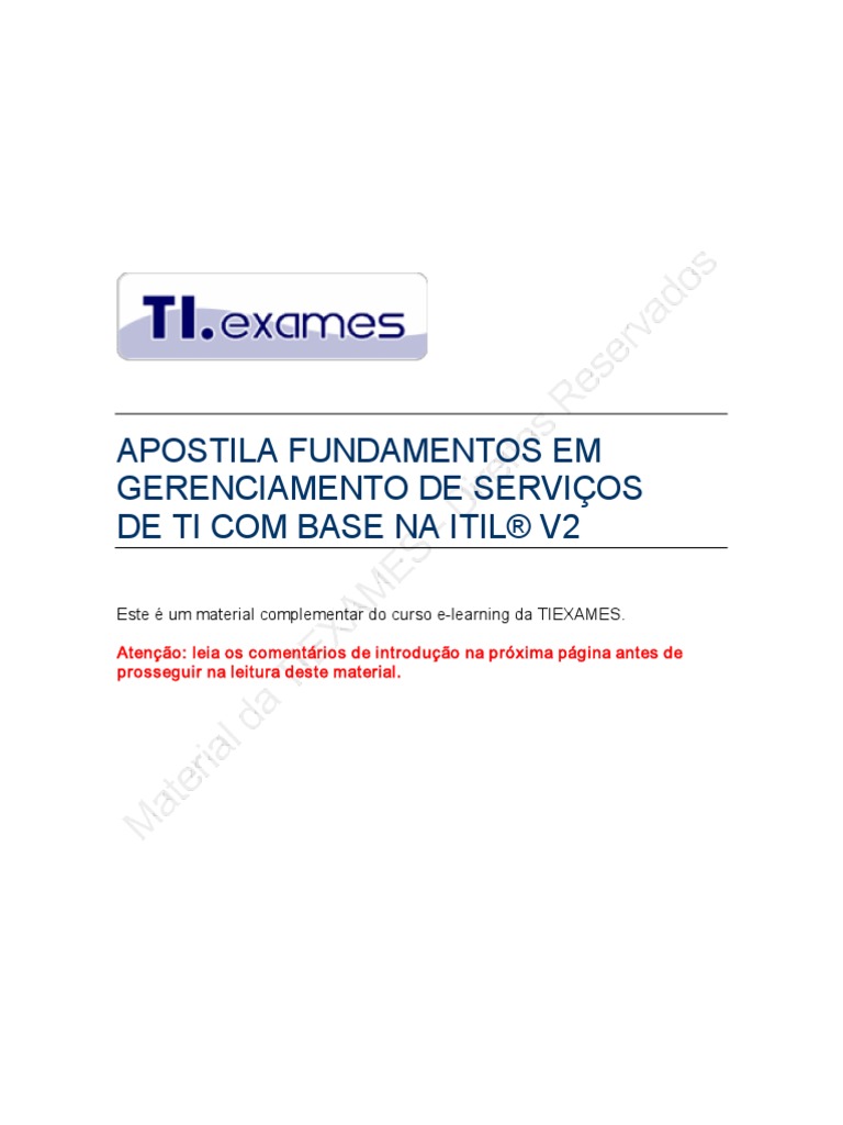 Amostra Apostila ITILV2 | PDF
