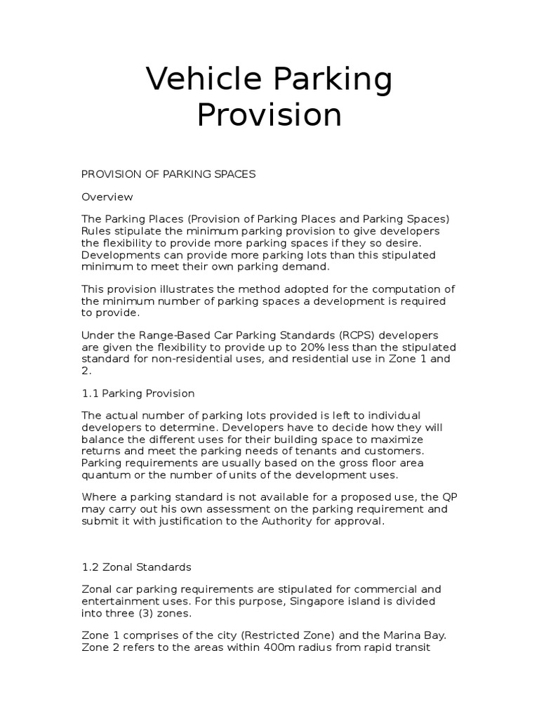 Vehicle Parking Provision | PDF | Parking | Parking Lot