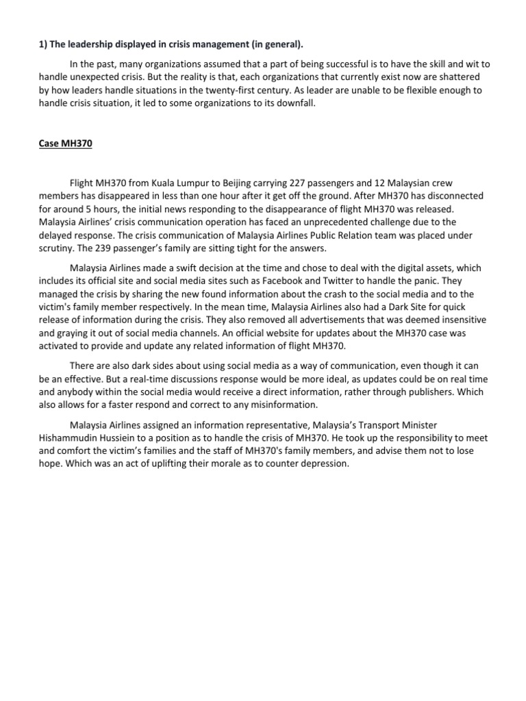 MPU Leadership Assignment 2 | PDF | Malaysia Airlines Flight 370 | Social Media