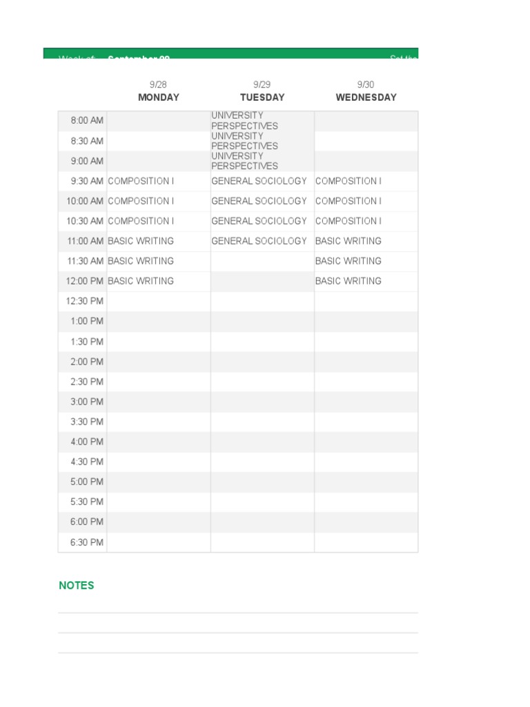 Malica Monk Weekly Class Schedule | PDF