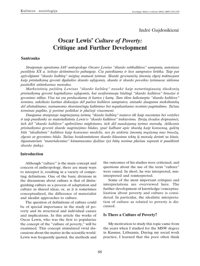 Oscar Lewis Culture Powerty | PDF | Race (Human Categorization) | Poverty