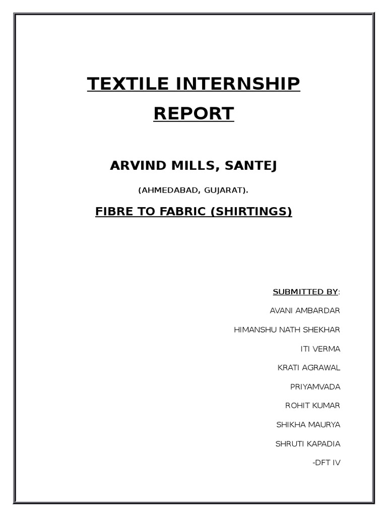 Arvind Mills Internship Document | PDF | Weaving | Textiles