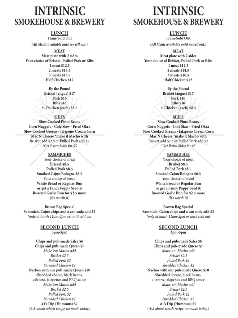 Intrinsic Menu | PDF | Barbecue | Smoking (Cooking)