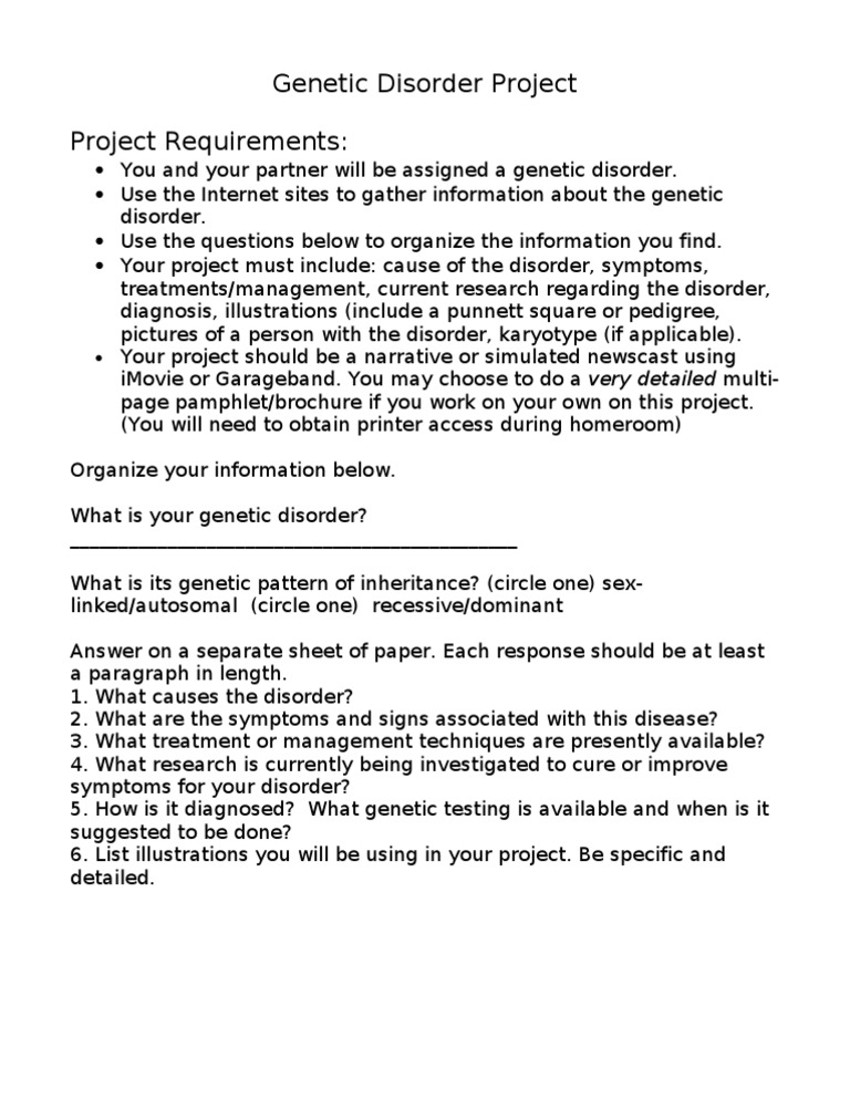 Genetic Disorder Student Project | PDF | Self-Improvement | Wellness