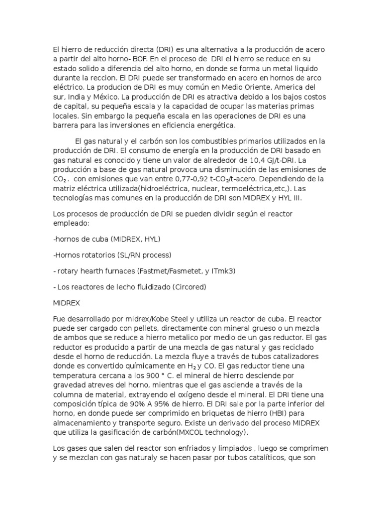 El Hierro de Reducción Directa | PDF | Hierro | Catálisis
