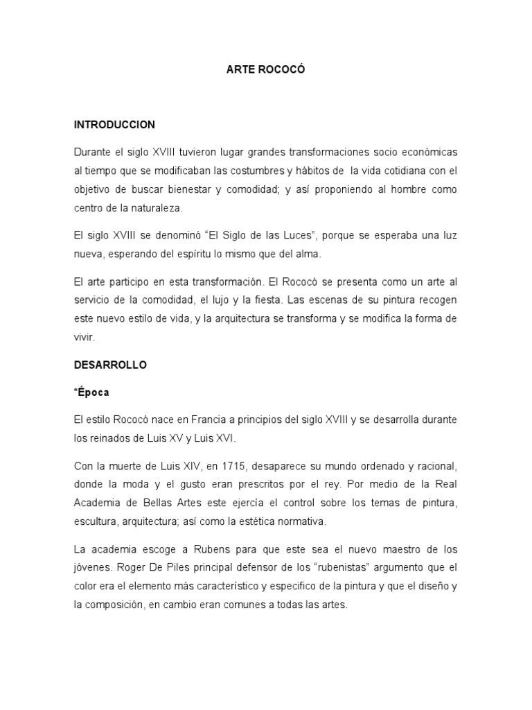 Arte Rococo | PDF | Pinturas | Barroco