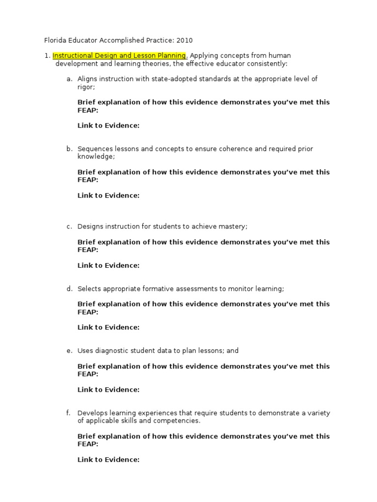 Feaps Portfolio Planning Template | PDF | Educational Assessment ...