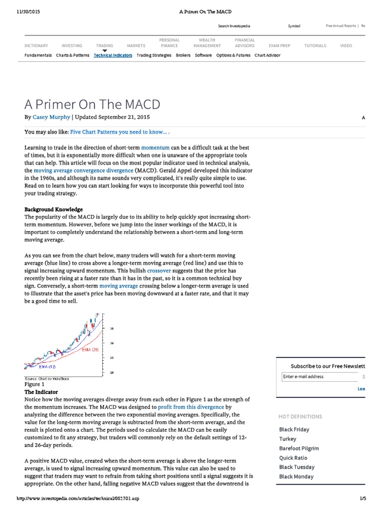A Primer On The MACD | PDF | Technical Analysis | Financial Economics