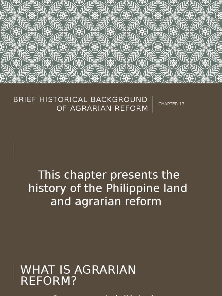 Brief Historical Background of Agrarian Reform | Philippines | Property