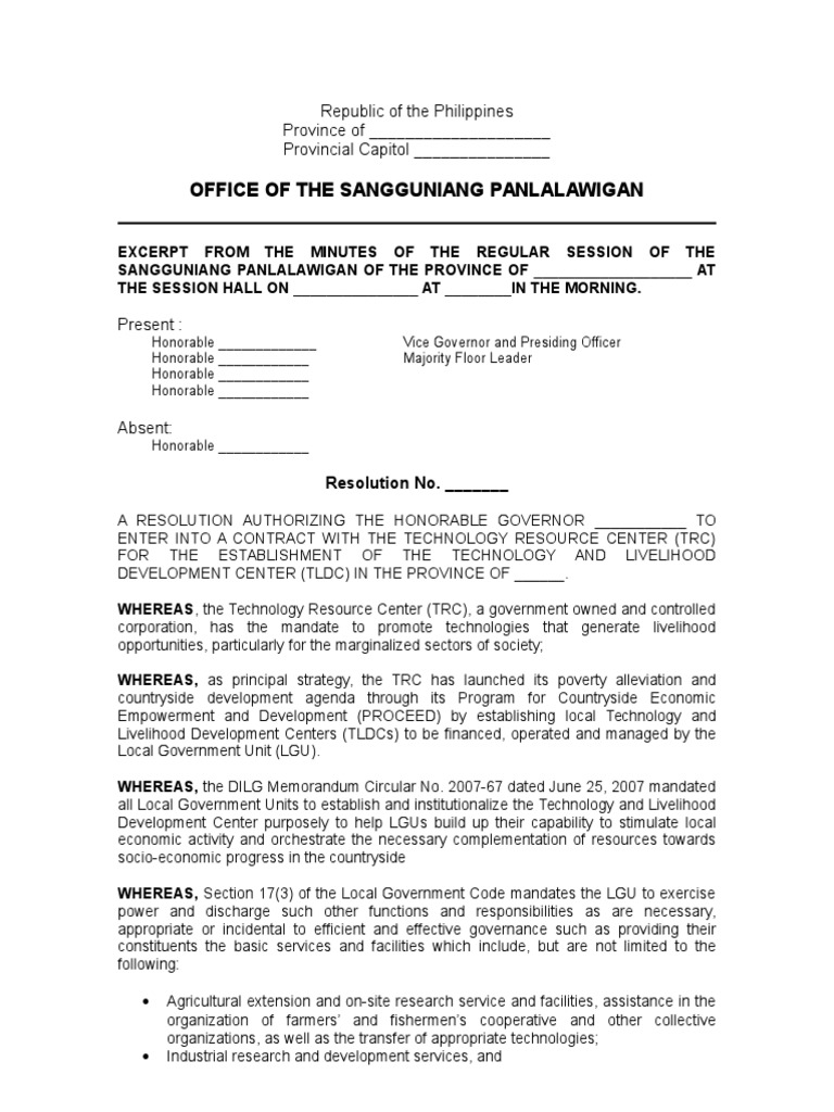 SP Resolution Sample | Local Government | Employment