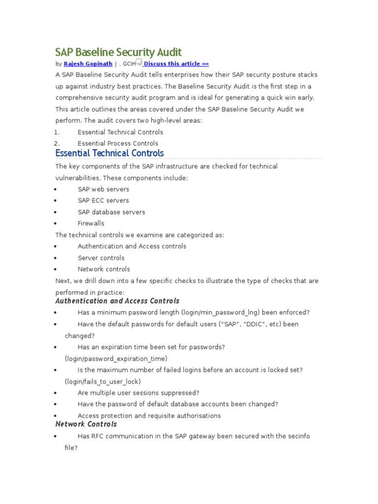 SAP Technical Audit | PDF | Password | Digital Technology