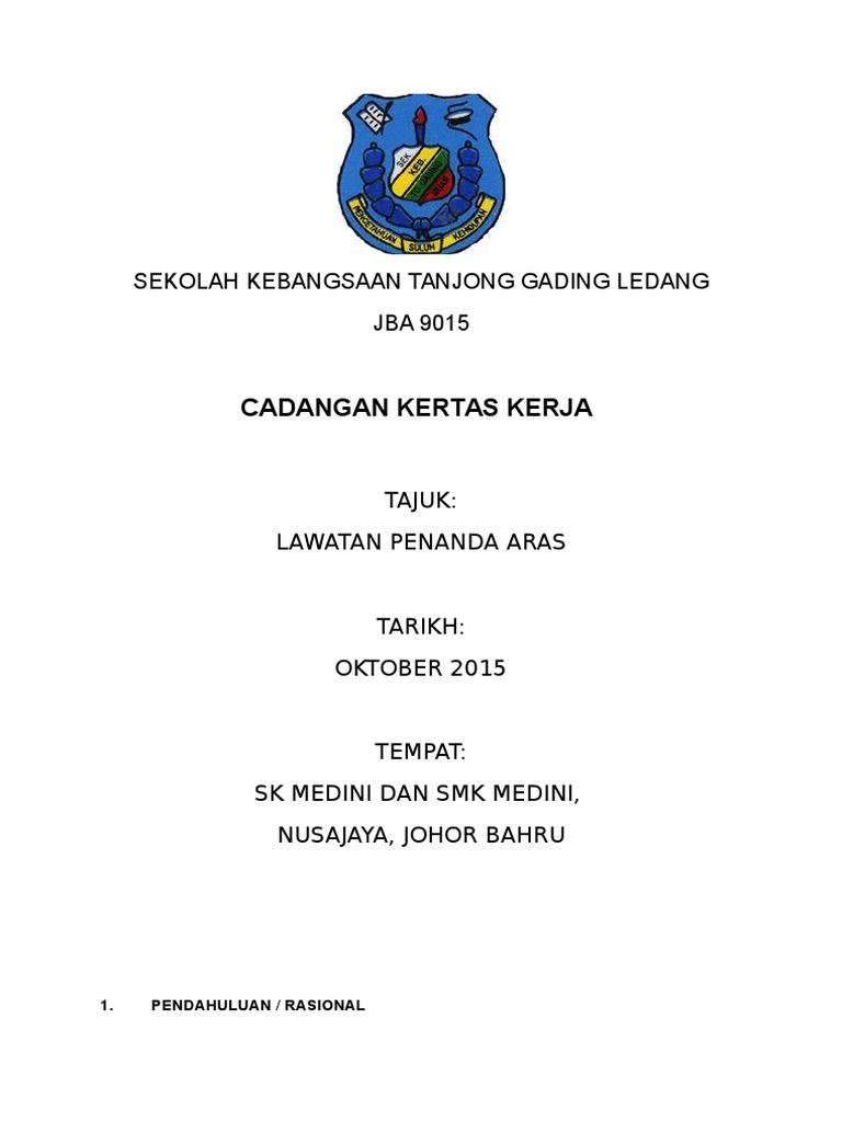 Cadangan Kertas Kerja Lawatan SK Medini | PDF