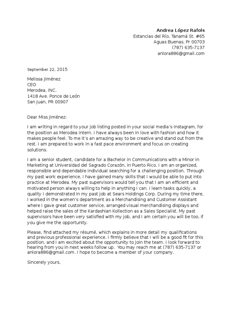 Cover Letter Ingles | PDF