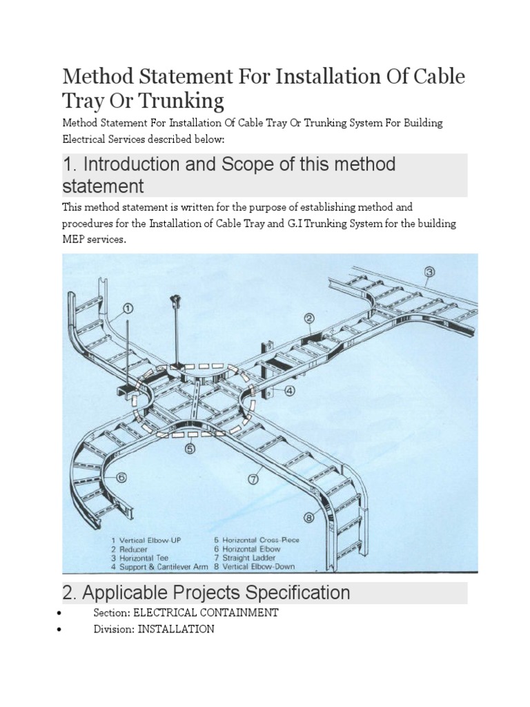 Cable Tray Method Statement | PDF | Cable | Specification (Technical Standard)