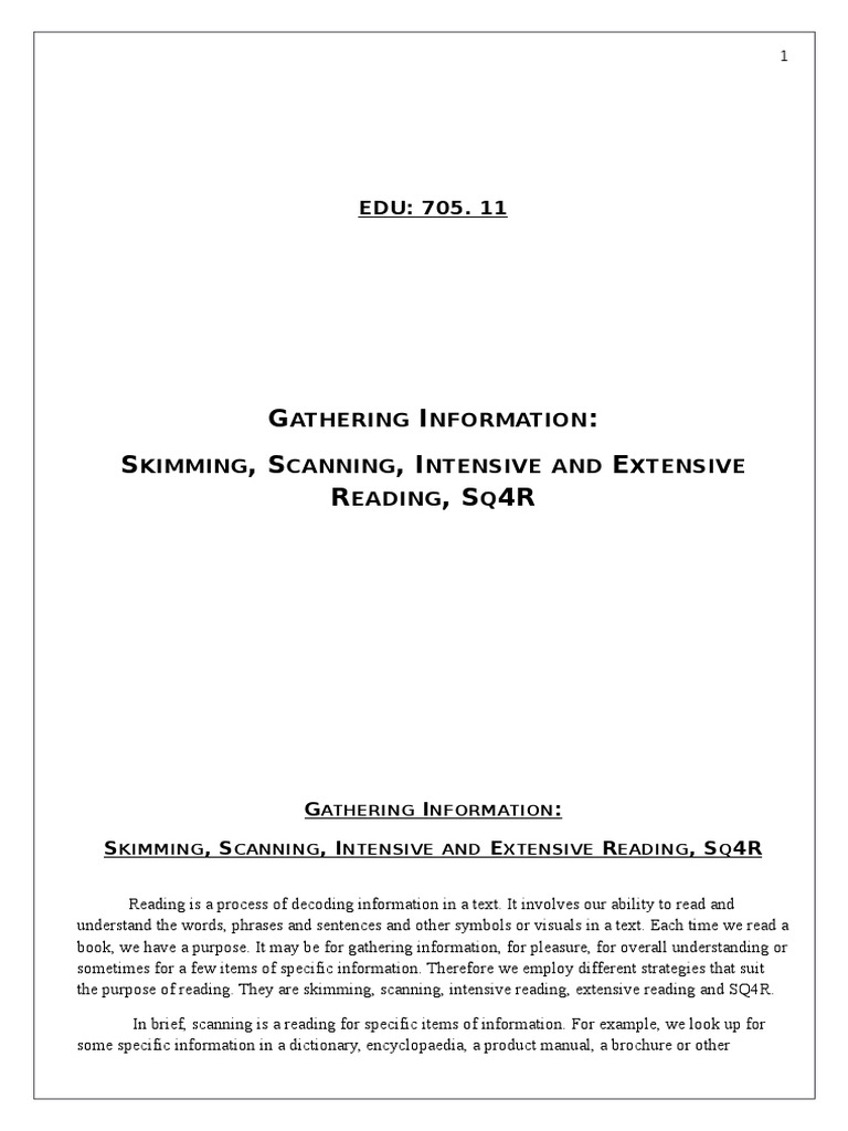 Gathering Information | PDF | Reading (Process) | Reading Comprehension