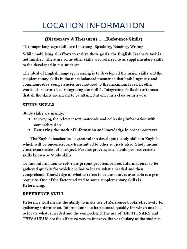 Locating Information | PDF | Dictionary | Lexicology