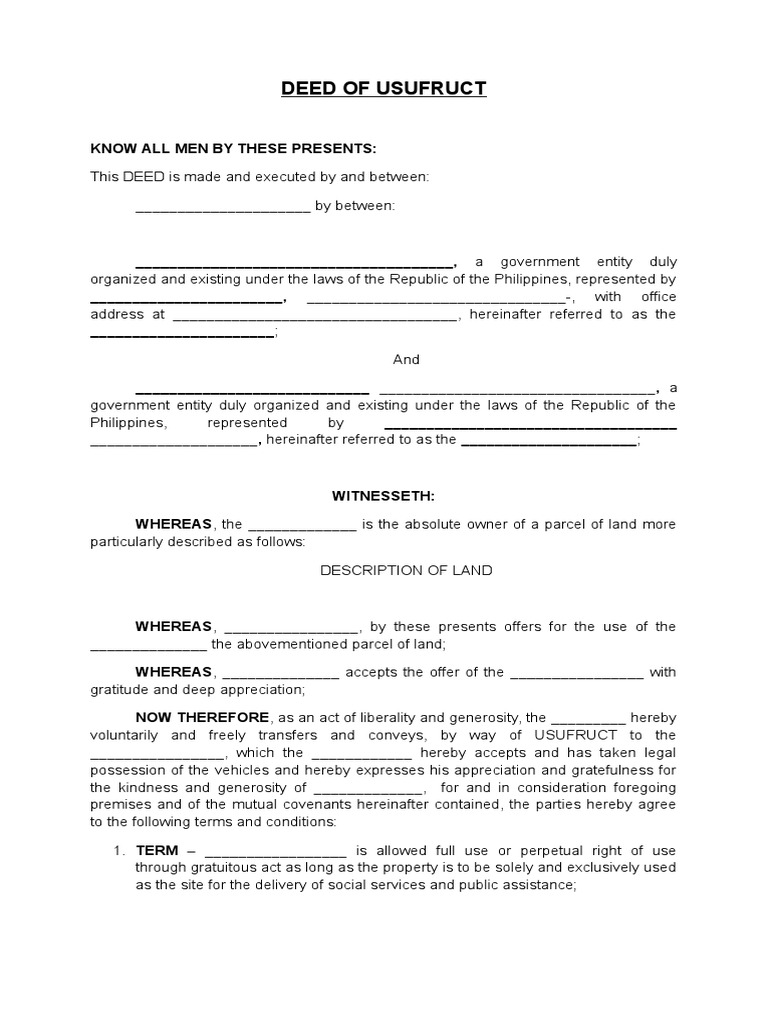 Deed of Usufruct | Deed | Ownership