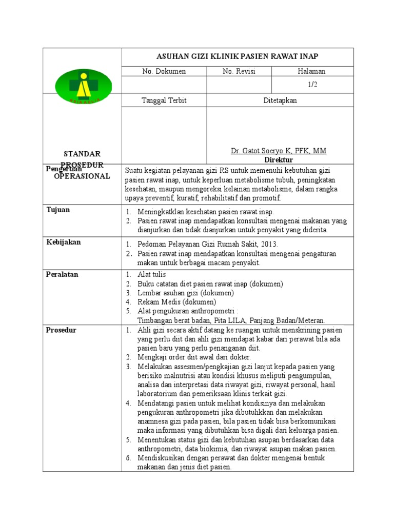 Spo+alur Asuhan Gizi Pasien Ranap | PDF | Pengembangan Diri