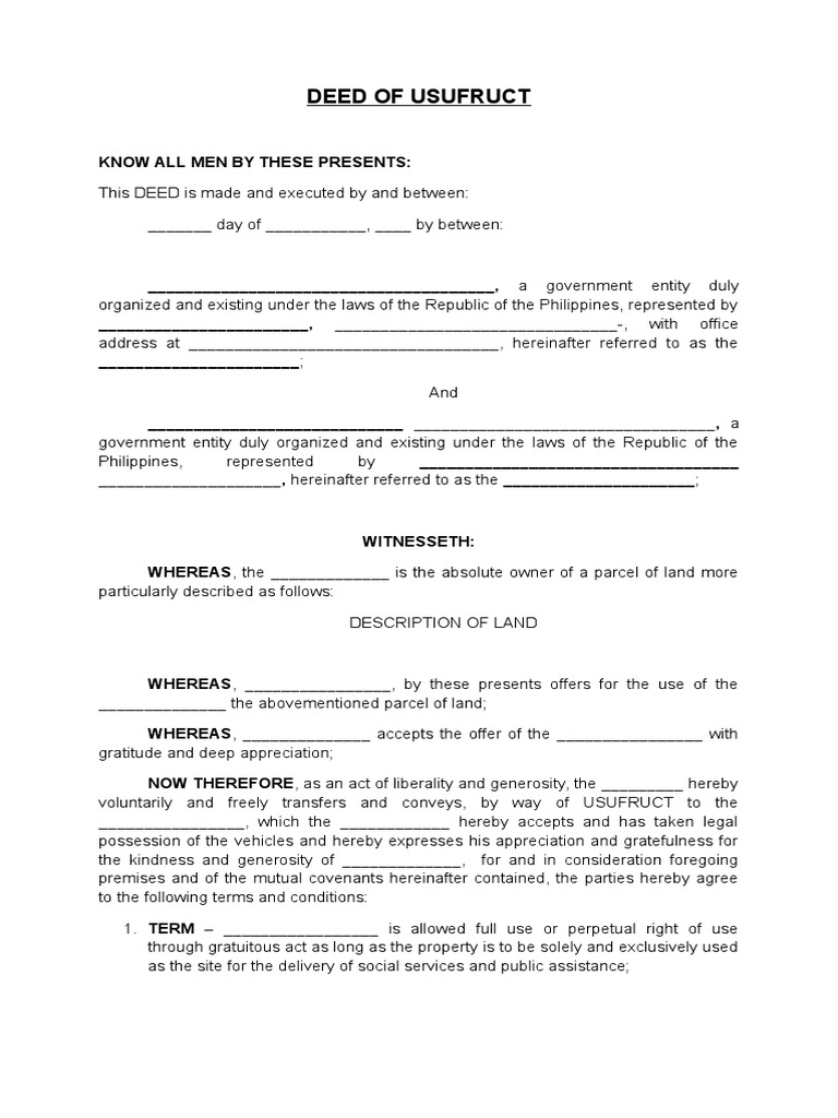 Deed of Usufruct | Deed | Ownership