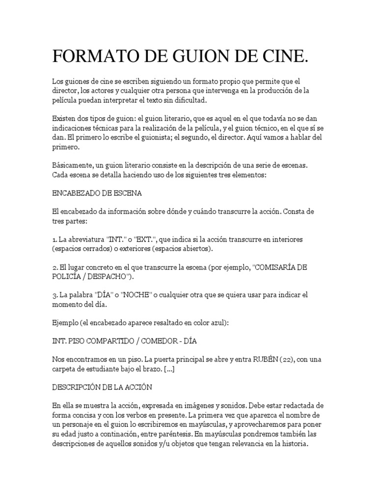Formato de Guion de Cine | PDF | Guión | Ocio