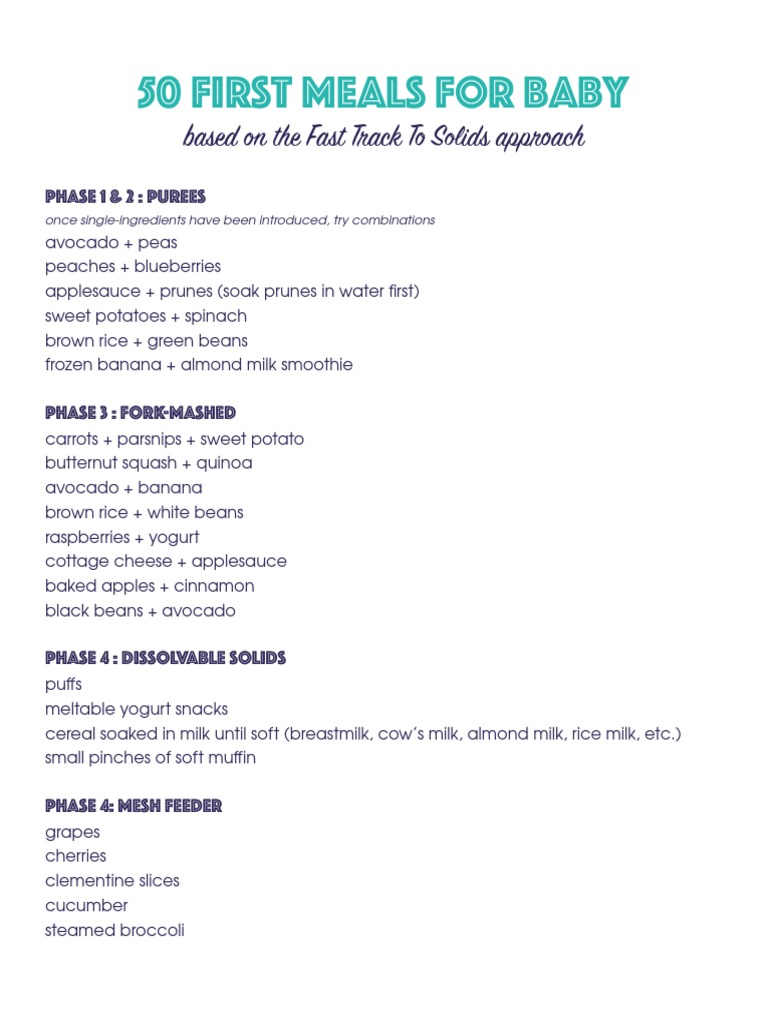 50 Easy First Baby Meals Ideas | PDF