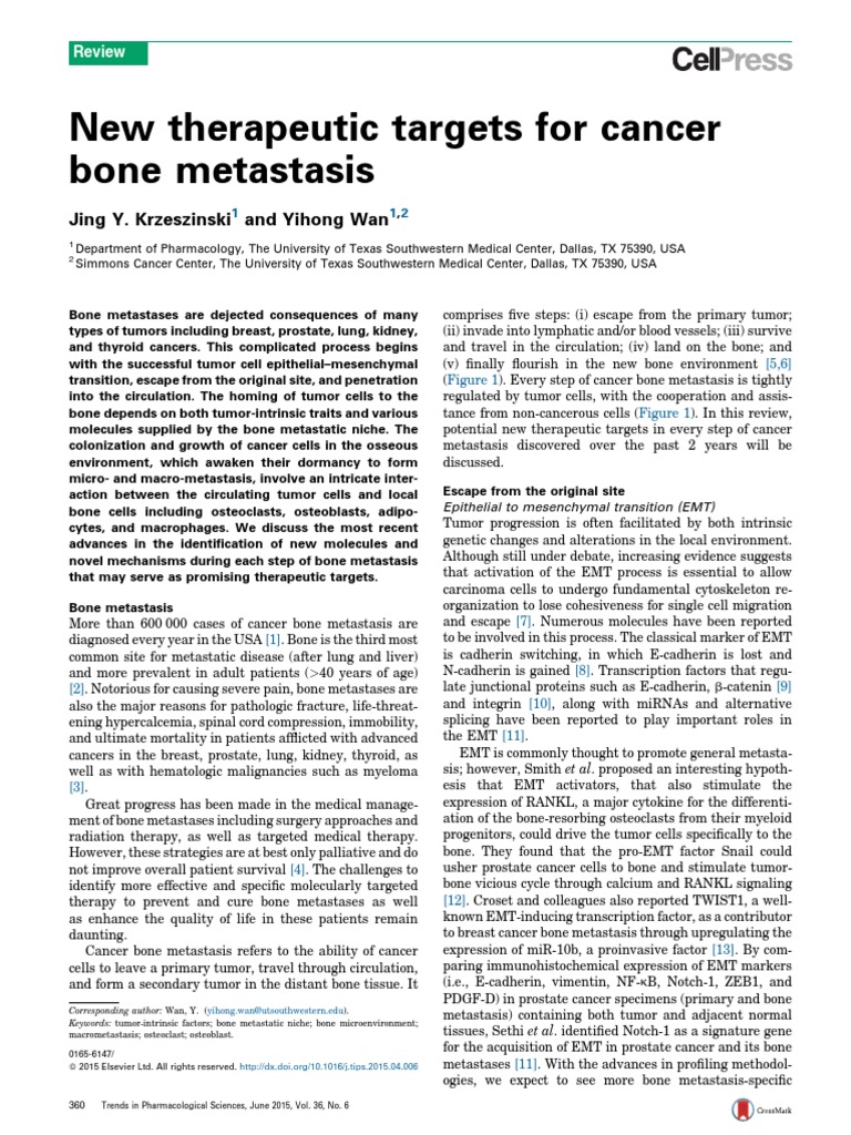 Cancer Bone Metasis | PDF | Metastasis | Extracellular Matrix