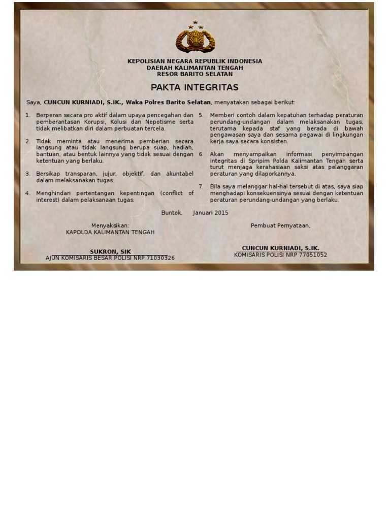 Contoh FAKTA INTEGRITAS 2015 | PDF