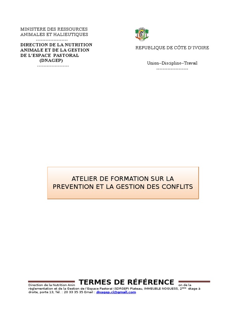 TDR Formation en Gestion de Conflits 3 | PDF | Pastoralisme | Bétail