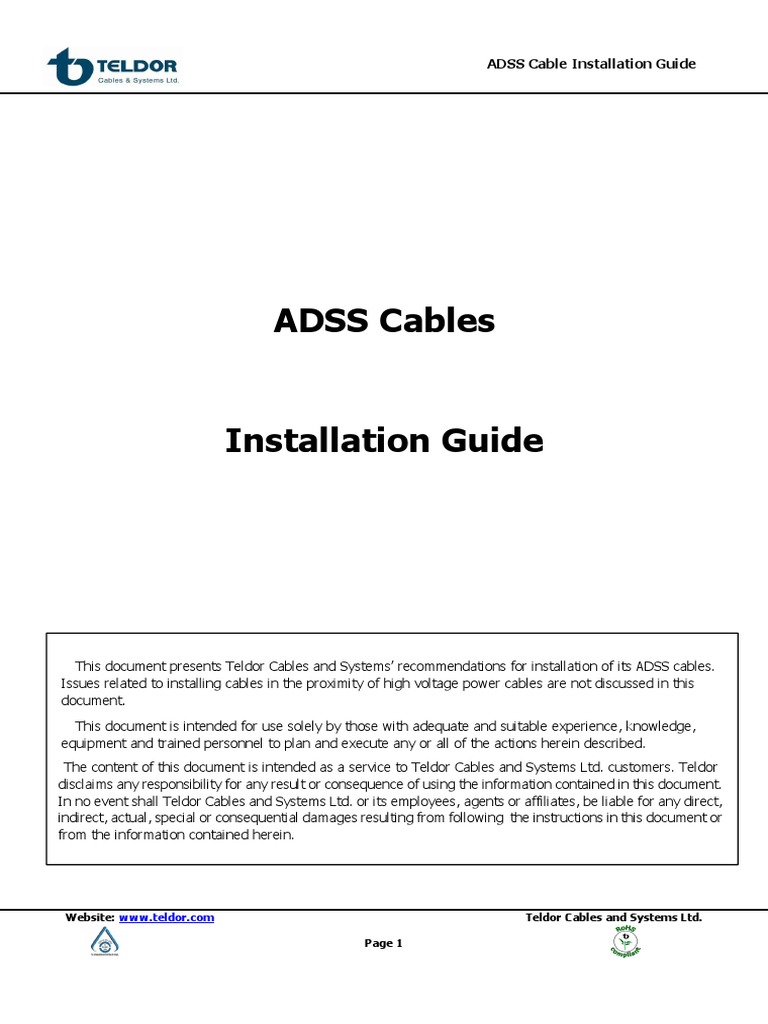 ADSS Cable Installation Guide | PDF | Optical Fiber | Tension (Physics)