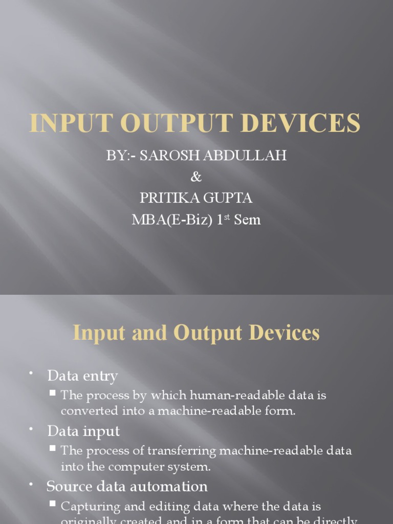 Types Input and Output Devices | PDF | Input/Output | Electronic ...