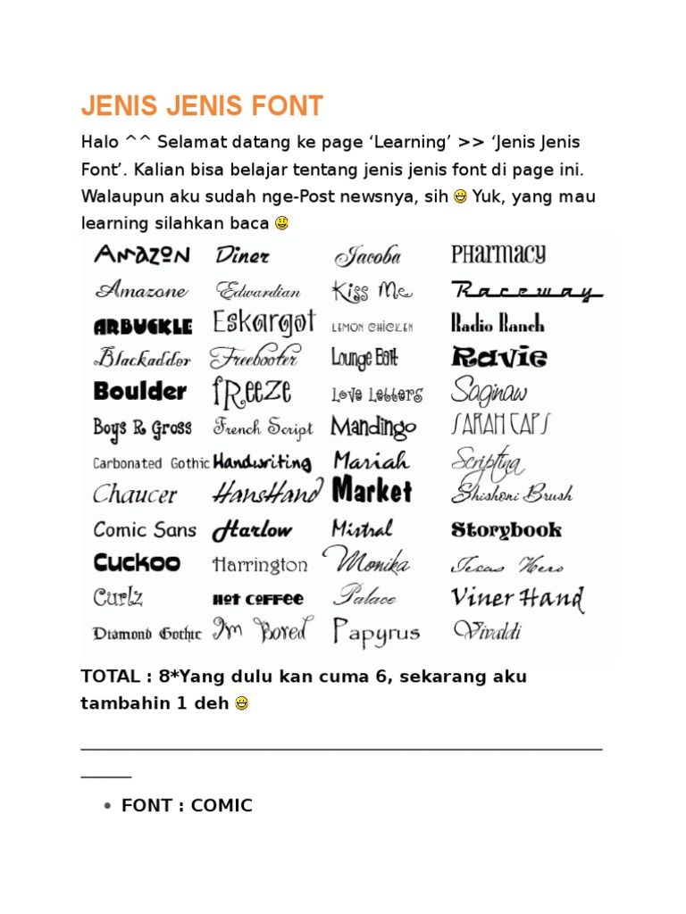 Jenis Jenis Font | PDF