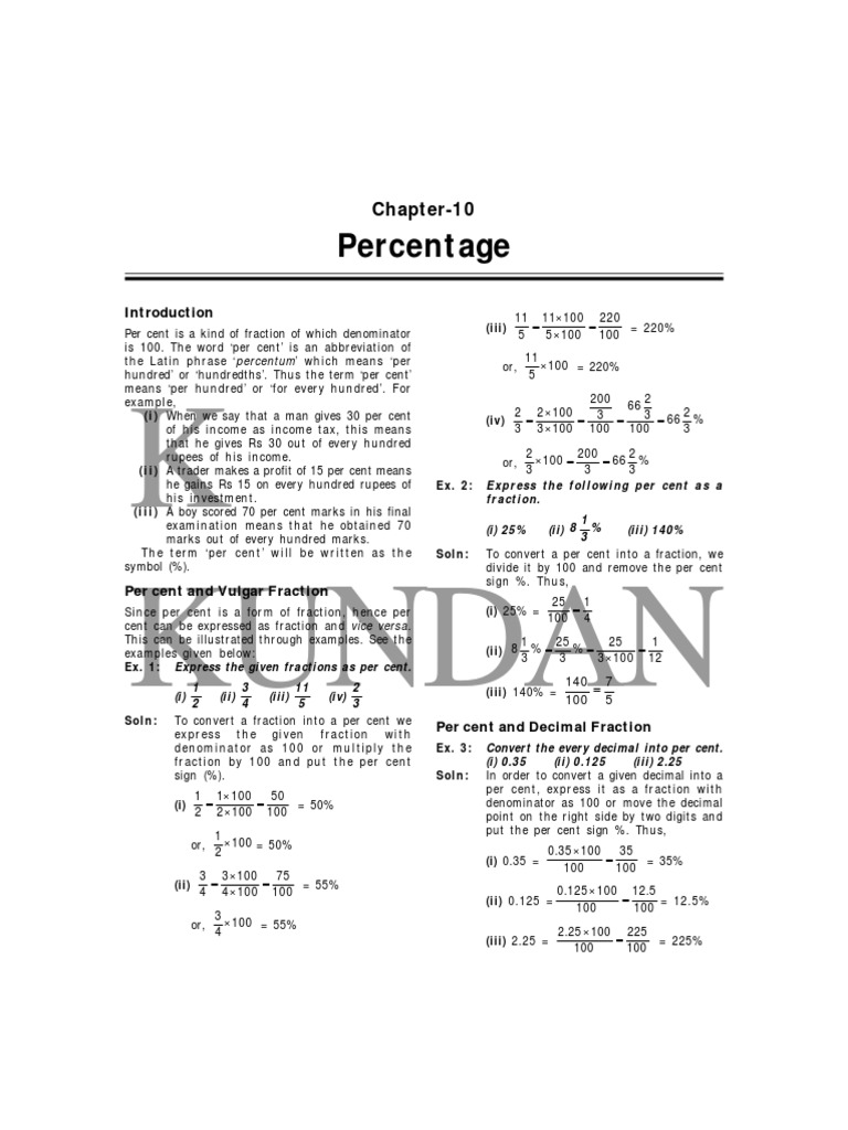 SSC Percentage.pdf | Fraction (Mathematics) | Percentage