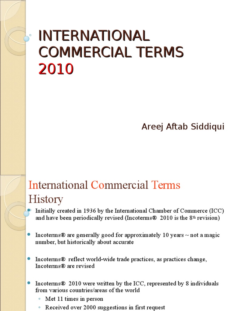 International Commercial Terms 2010 | PDF | Supply Chain Management | Trade