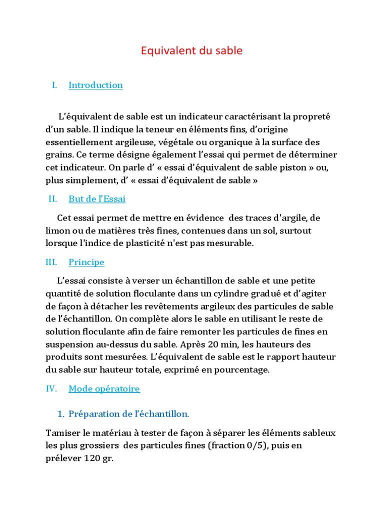 TP L'equivalent Du Sable | PDF | Maison et jardin