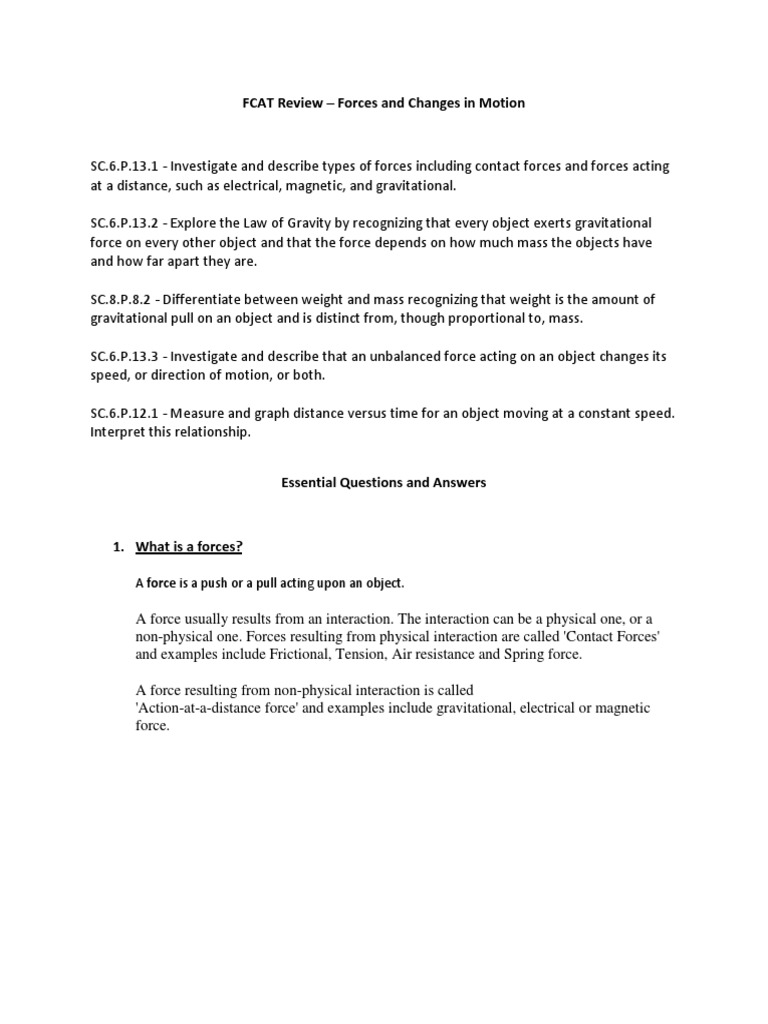 Middle School Physics Review | PDF | Gravity | Force