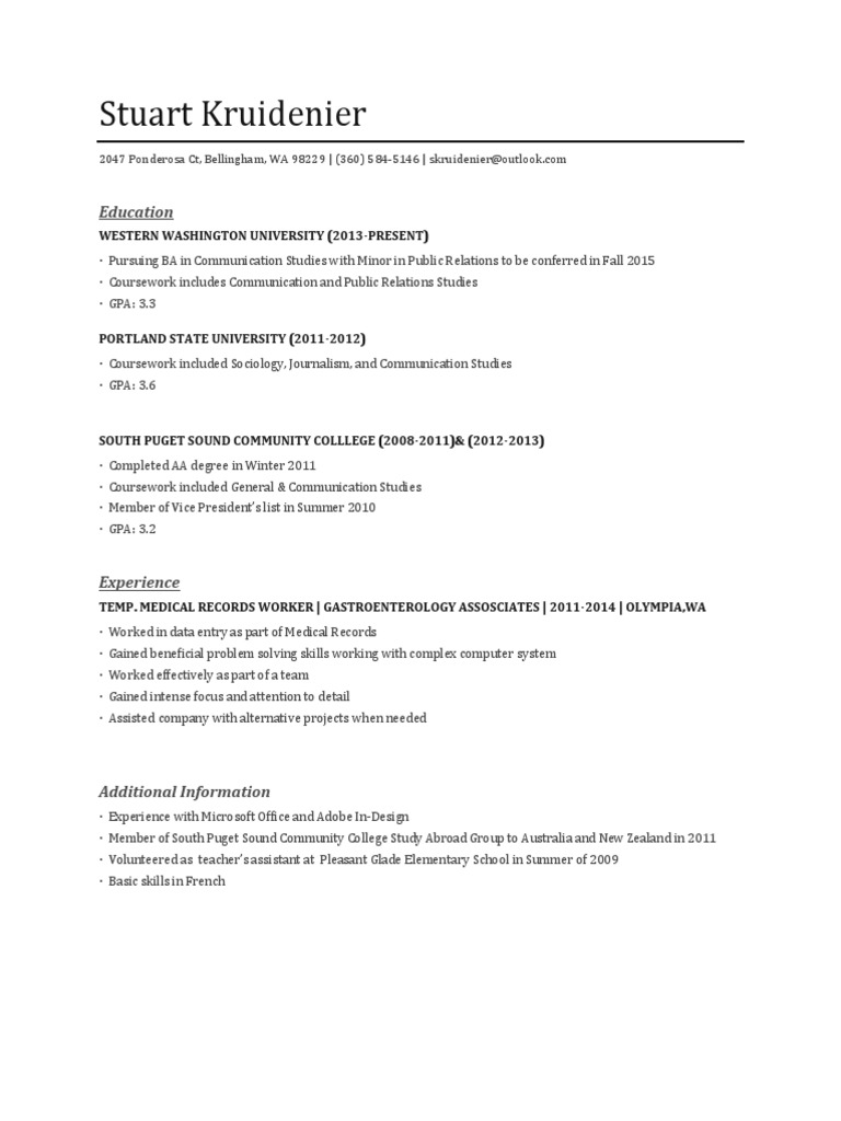Stuart Kruidenier's Resume Summary | PDF | Career & Growth