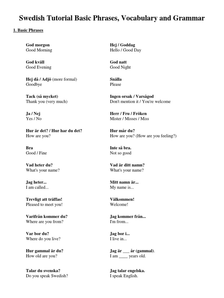 Swedish basics