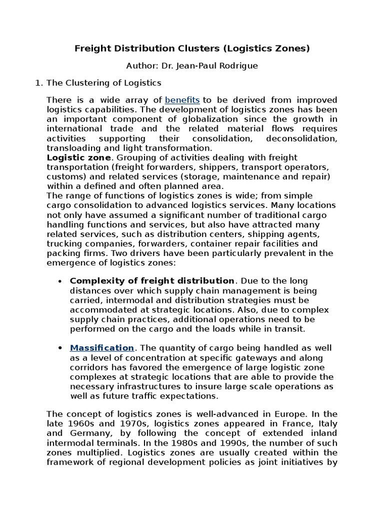 Logistics Zones and Freight Clusters | PDF | Cargo | Logistics