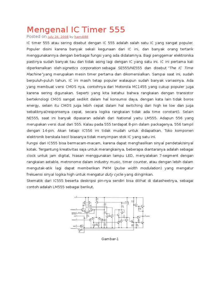 Data Sheet Ic 555 | PDF